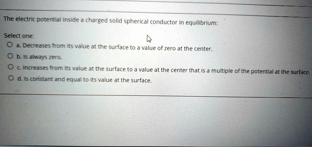 SOLVED: The electric potential inside a charged solid spherical ...