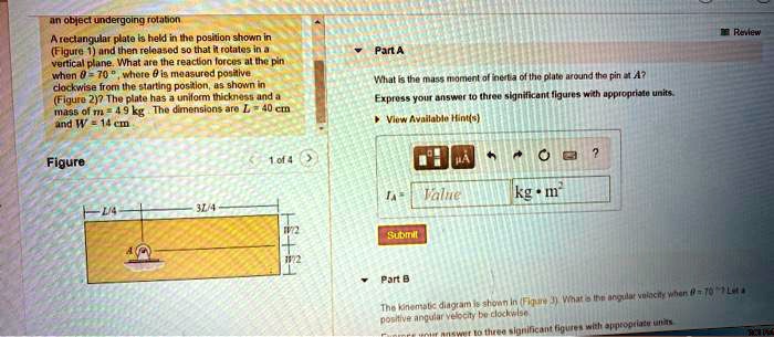 SOLVED: An object undergoing rotation: A rectangular plate is held in the position shown in ...