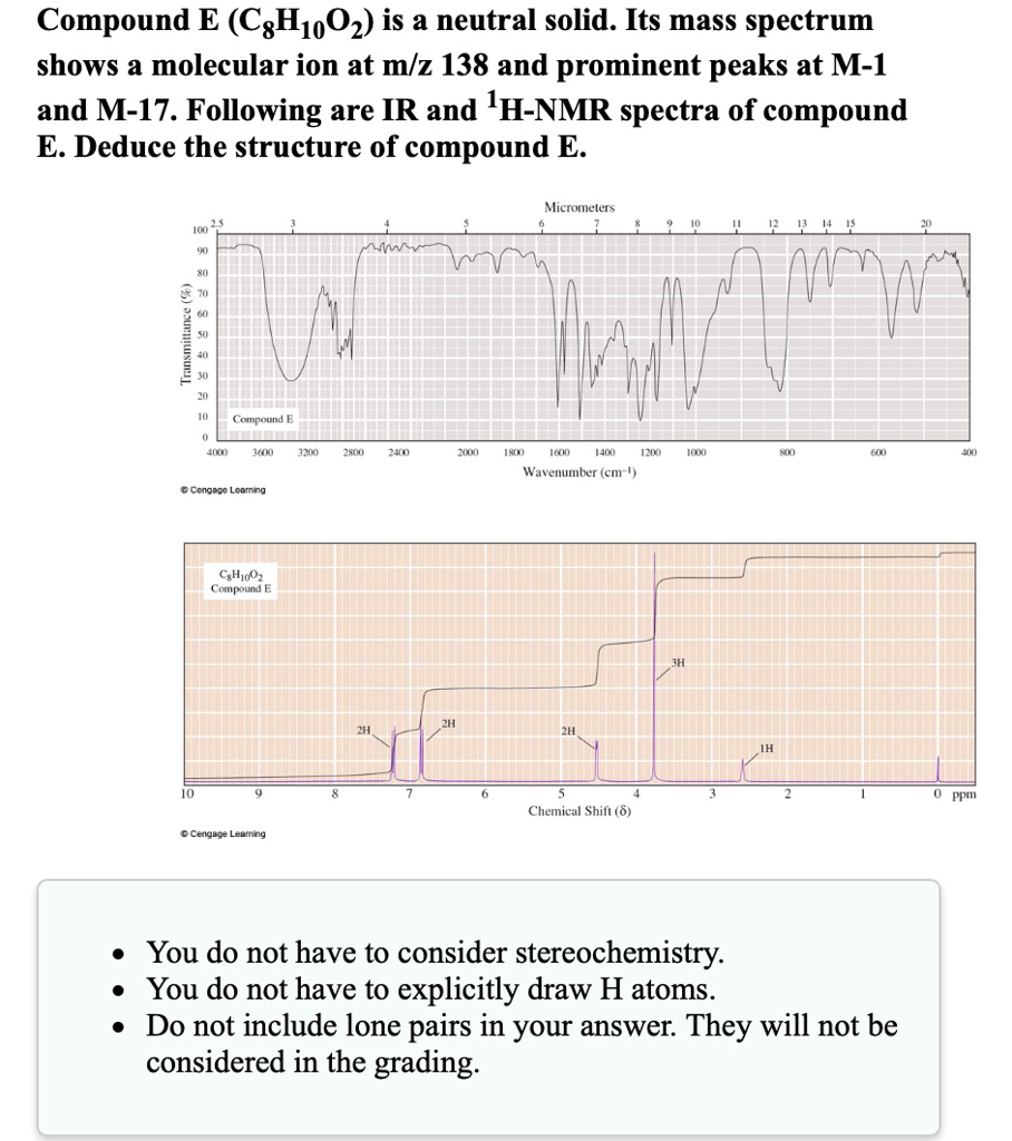 compound e cgh1002 is a neutral solid its mass spectrum shows a ...