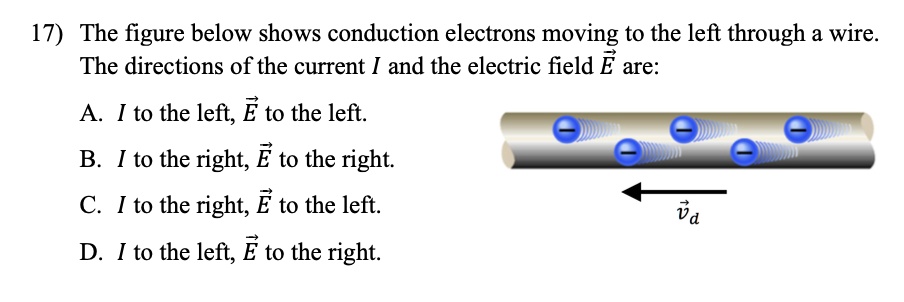SOLVED: 17) The figure below shows conduction electrons moving to the ...