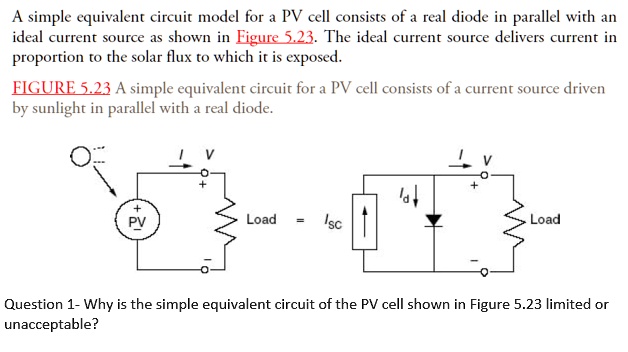 a simple equivalent circuit model for a pv cell consists of a real ...