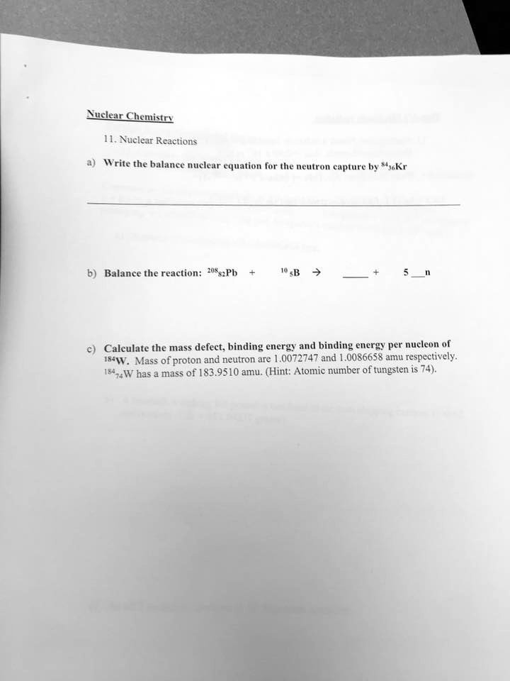 SOLVED:Judleac Chemistny 11. Nuclear Reactions Write the balance ...