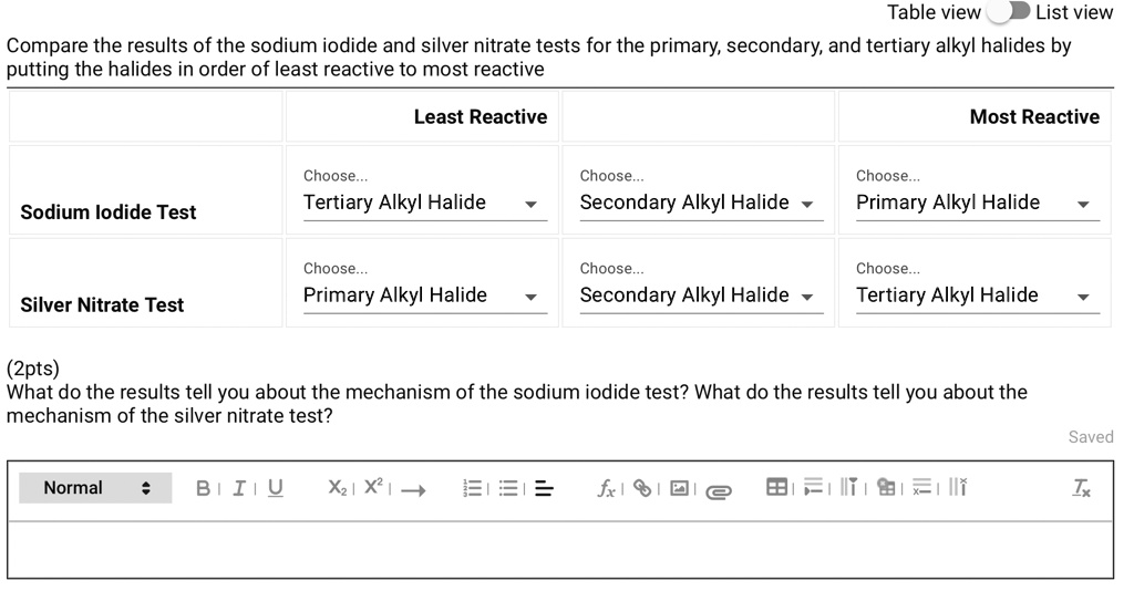 texts table view 2 list view compare the results of the sodium iodide ...