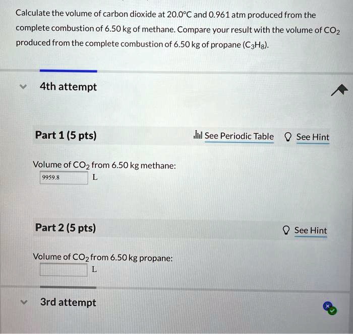 SOLVED: Calculate the volume of carbon dioxide at 20.0*C and 0.961atm ...