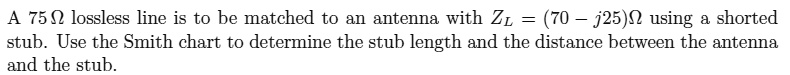 SOLVED: A 75 Î© lossless line is to be matched to an antenna with ZL ...