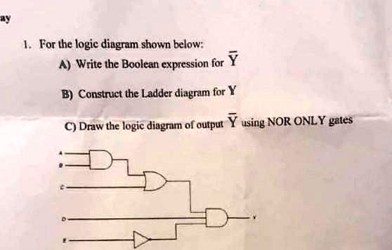 1. For the logic diagram shown below: A) Write the Boolean expression for Y̅ B) Construct the ...