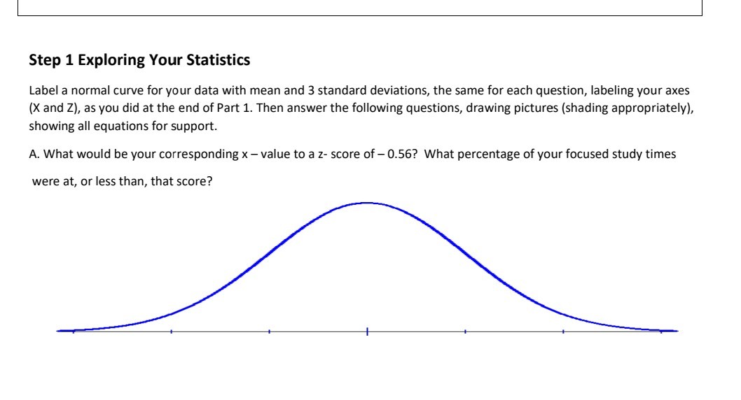 Step 1 Exploring Your Statistics Label a normal curve for your data ...