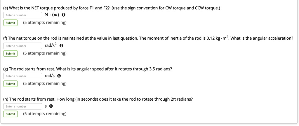 SOLVED:What is the NET torque produced by force F1 and F2? (use the ...