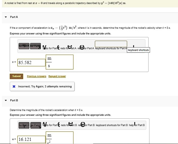 SOLVED: A rocket is fired from rest at x=0 and travels along a parabolic trajectory described by ...