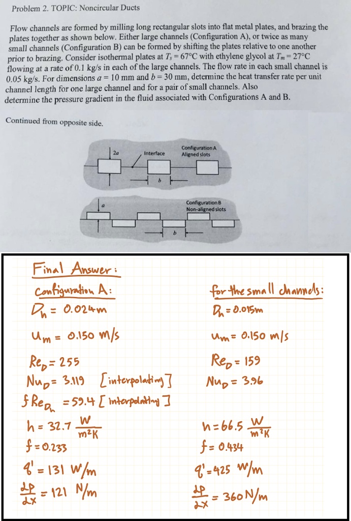 SOLVED: Problem 2.TOPIC:Noncircular Ducts Flow channels are formed by ... SOLVED: Problem 2.TOPIC:Noncircular Ducts Flow channels are formed by ...