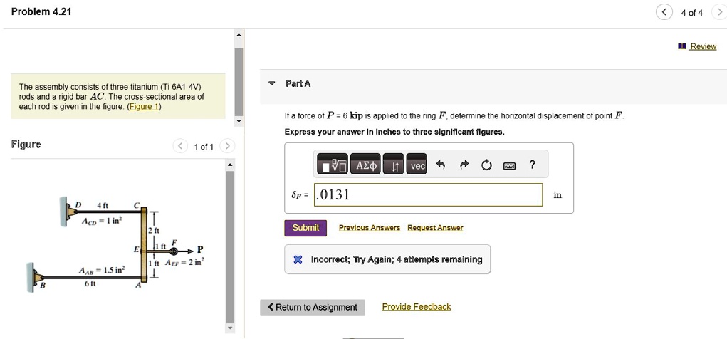 SOLVED: Texts: Problem 4.21 4 of 4 II. Review The assembly consists of ...