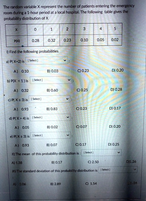 the random variable x represent the number of patients entering the ...