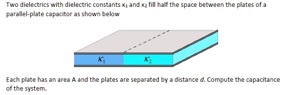 two dielectrics with dielectric constants k1 and kz fill half the space ...