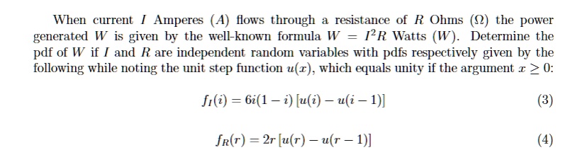 SOLVED: When current Amperes (A) flows through resistance of R Ohms (Q2) the power generated W ...