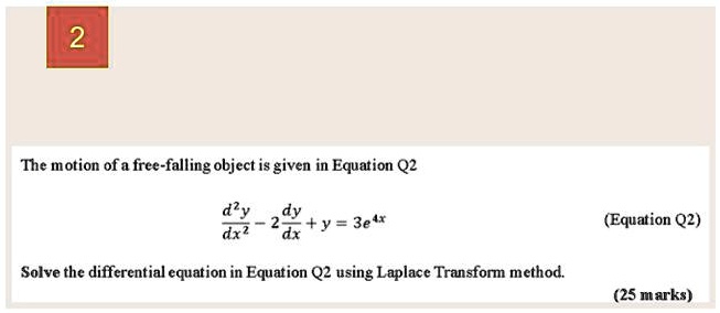 SOLVED: The motion of a free-falling object is given in Equation Q2: dy ...