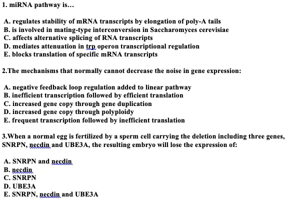SOLVED: miRNA pathway is.. regulates stability of mRNA transcripts by ...