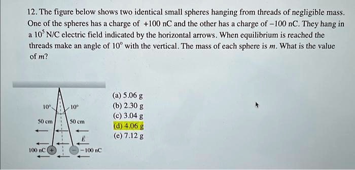 SOLVED: The figure below shows two identical small spheres hanging from ...