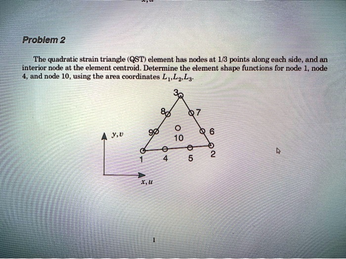 Solved The Quadratic Strain Triangle Qst Element Has Nodes At 1 3