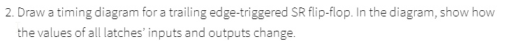 2. Draw a timing diagram for a trailing edge-triggered SR flip-flop. In ...