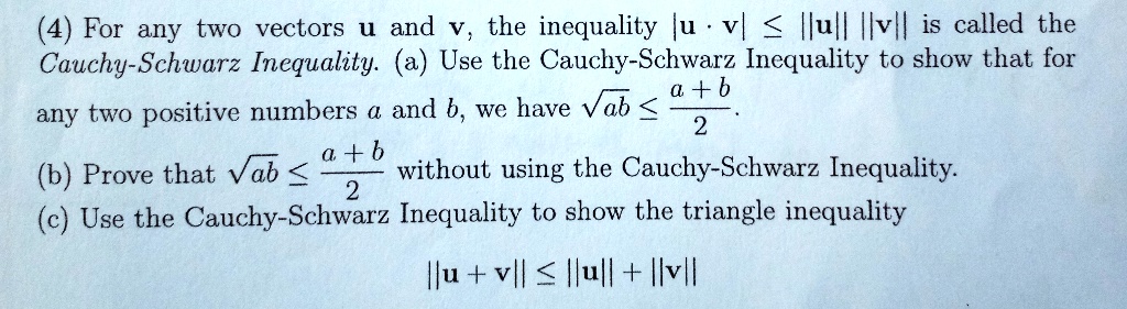4 for any two vectors u and v the inequality u vl ilull ilvll is called ...