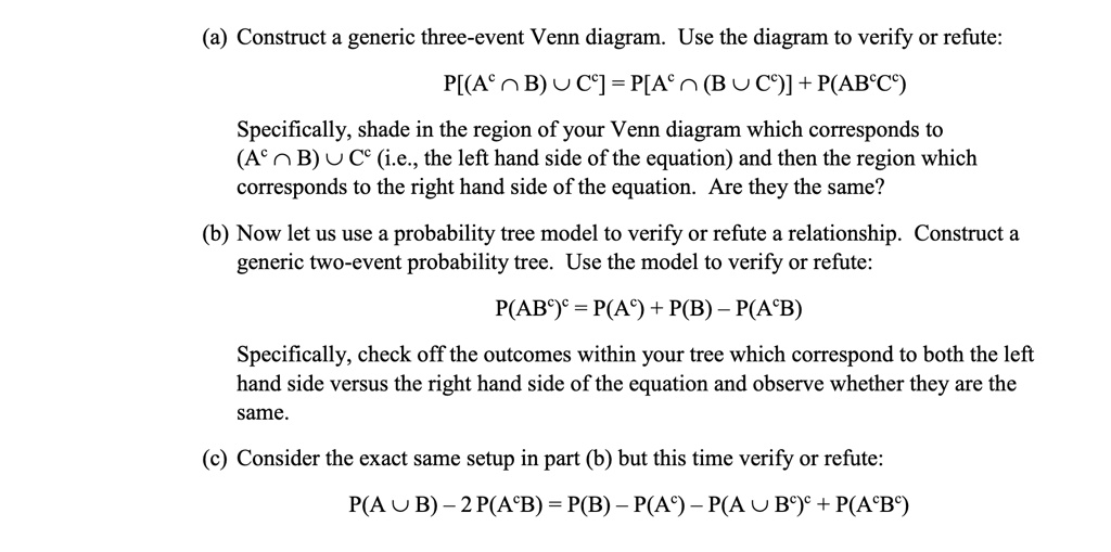 SOLVED: Construct a generic three-event Venn diagram: Use the diagram ...