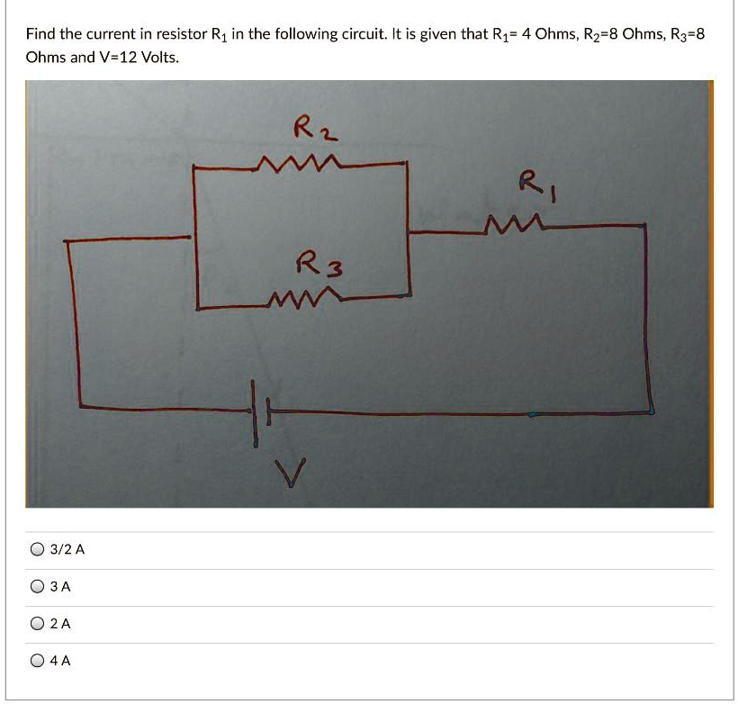 SOLVED: Find the current in resistor R1 in the following circuit: It is given that R1= 4 Ohms ...