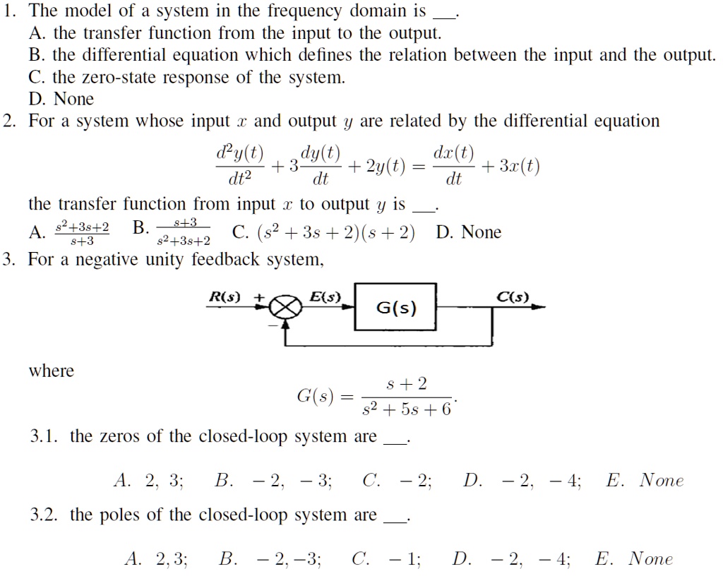 SOLVED: Please show simple steps for THUMBS UP! 1. The model of a system in the frequency domain ...