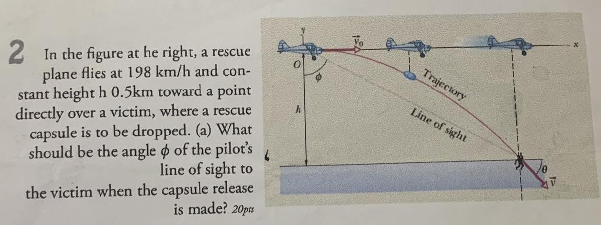 2 In the figure at he right, a rescue plane flies at 198 km / h and ...
