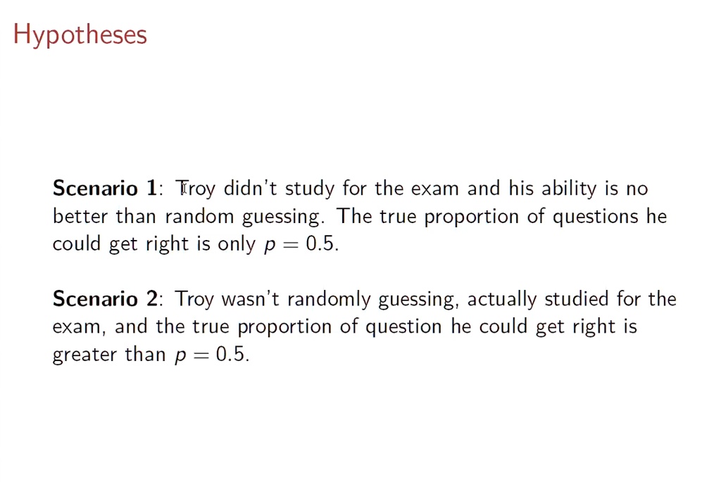 SOLVED: Hypotheses Scenario 1: Troy didn't study for the exam and his ...