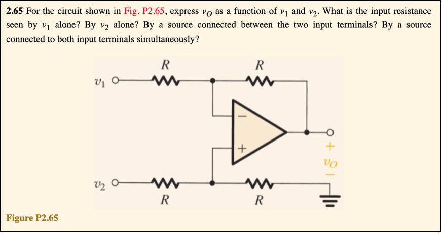 SOLVED: 2.65 For the circuit shown in Fig. P2.65, express vo as a ...