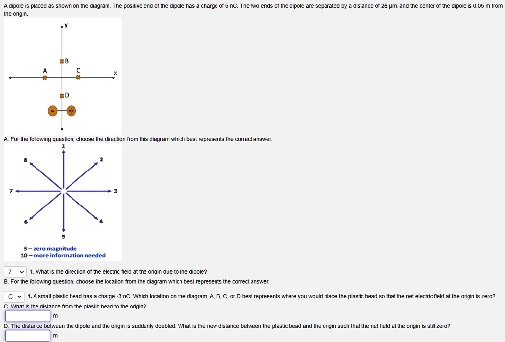 texts help solve this please need as soon as possible a dipole is placed as shown on the diagram ...