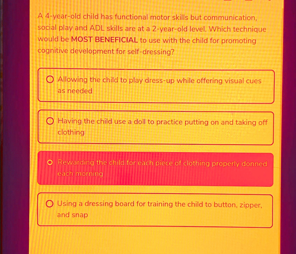 A 4-year-old child has functional motor skills but communication ...