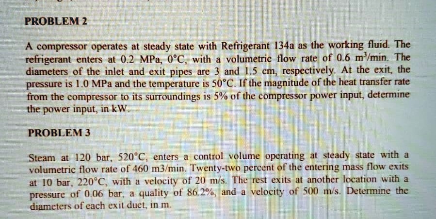 SOLVED: A compressor operates at steady state with Refrigerant 134a as ...