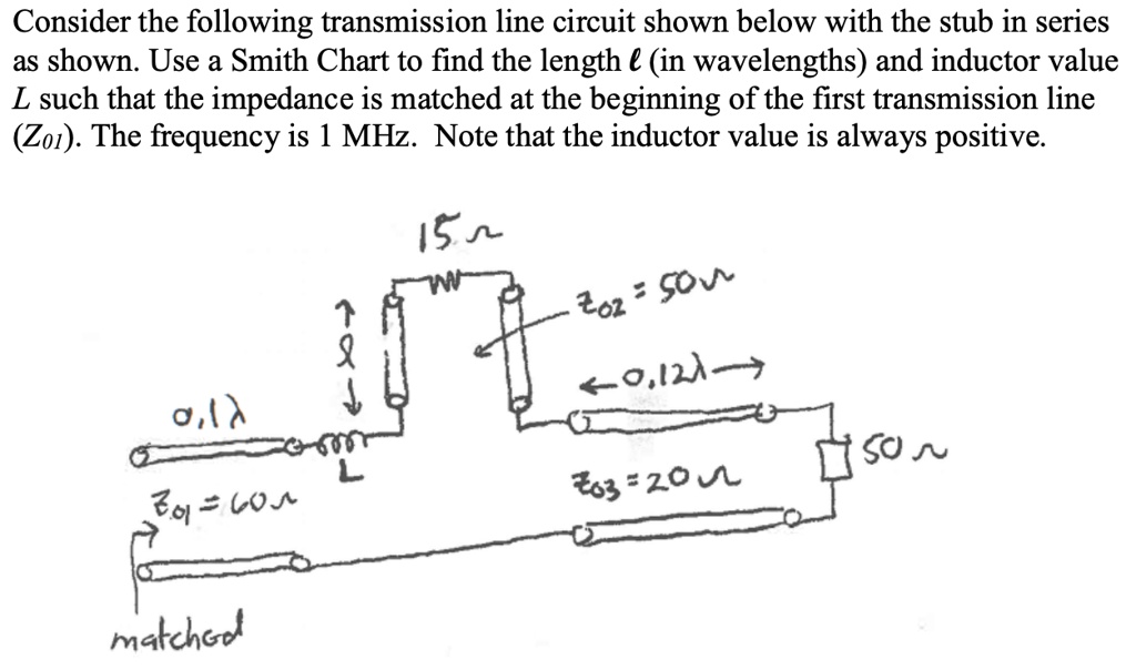 SOLVED: Consider the following transmission line circuit shown below ...