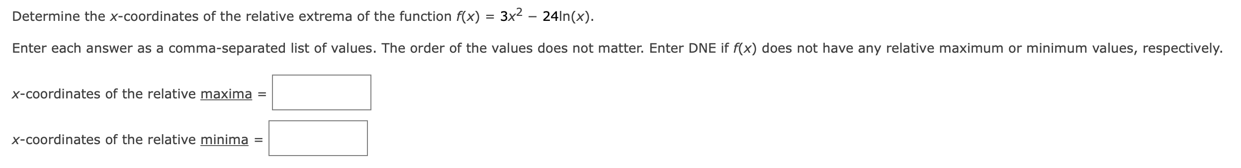 SOLVED: Determine the x-coordinates of the relative extrema of the ...