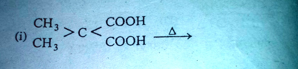 Complete the reaction CH3 COOH (i) >C
