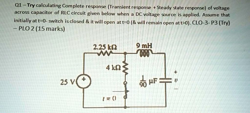 SOLVED: Q1 - Try calculating the complete response (transient response ...