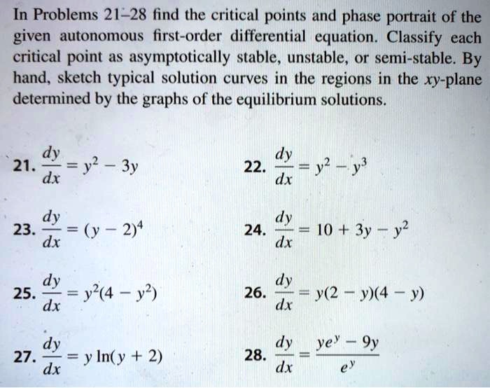 In Problems 21-28 find the critical points and phase portrait of the ...