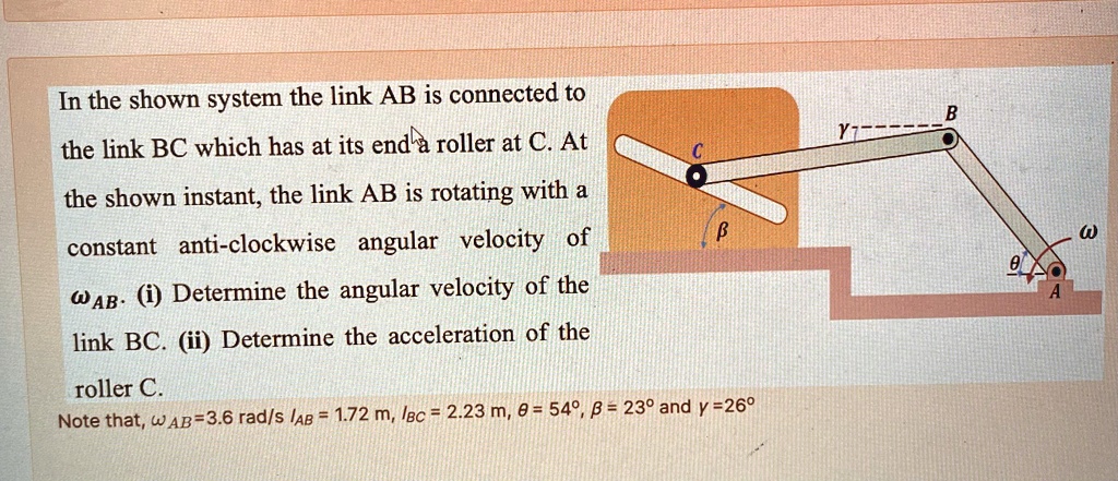SOLVED: In the shown system, the link AB is connected to the link BC, which has at its end a ...