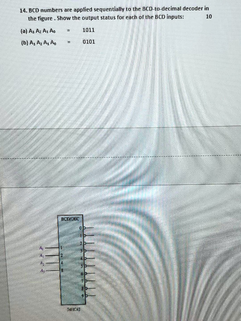 14. BCD numbers are applied sequentially to the BCD-to-decimal decoder ...