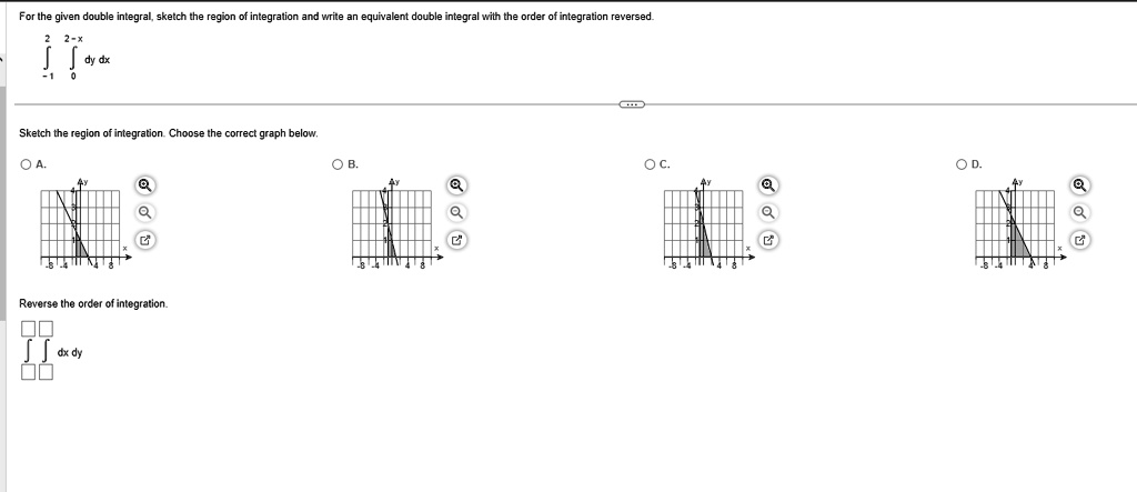 SOLVED: Texts: For the given double integral, sketch the region of ...