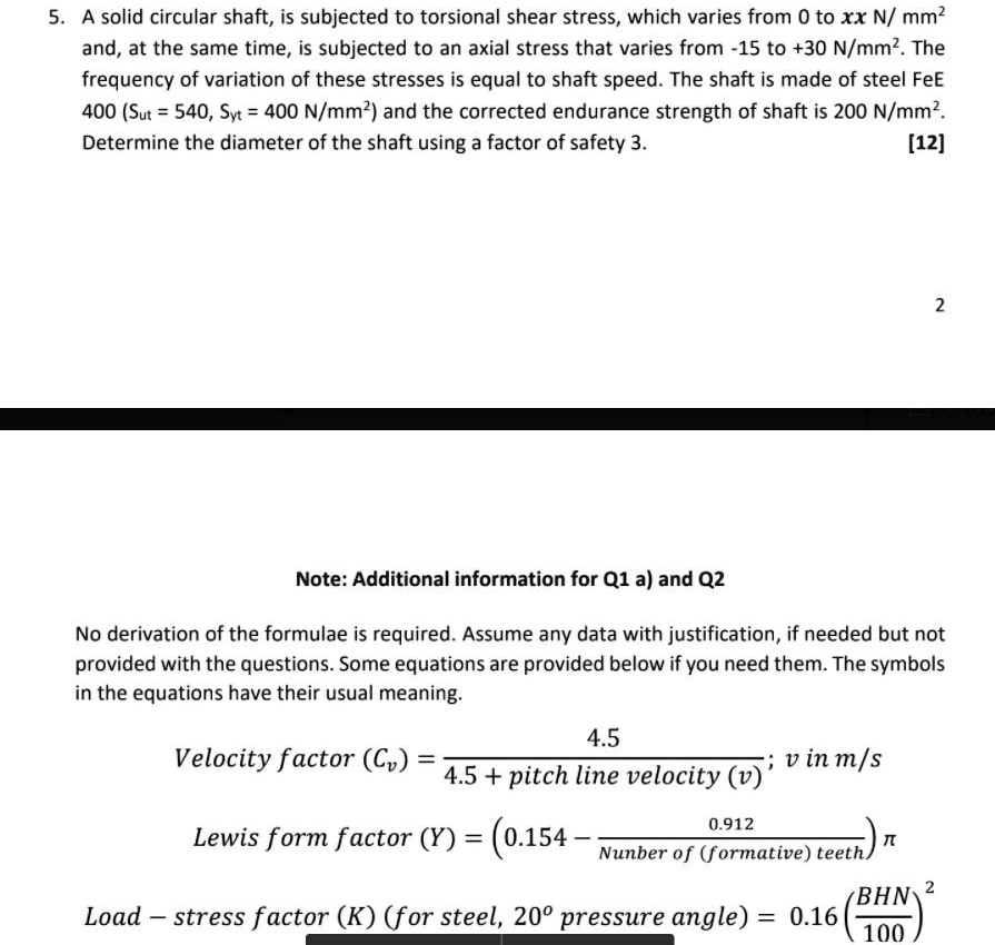 SOLVED: A solid circular shaft is subjected to torsional shear stress ...