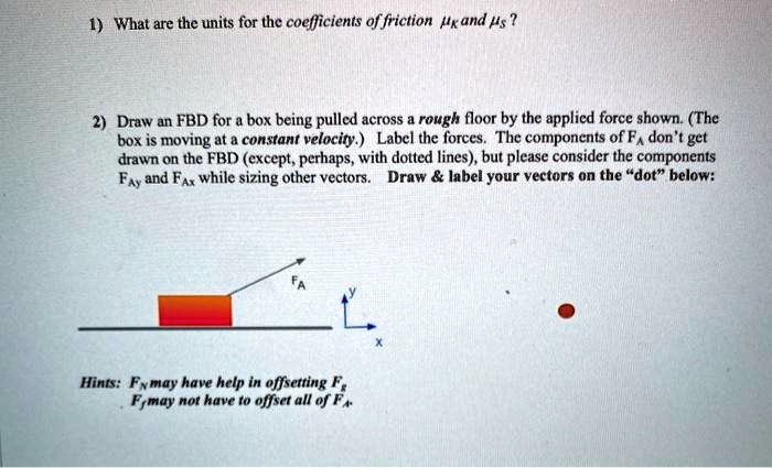 SOLVED: What are thc units for thc coefficients of friction Ukand #s ... SOLVED: What are thc units for thc coefficients of friction Ukand #s ...