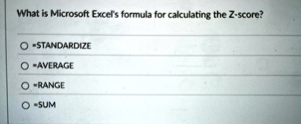 what is microsoft excels formula for calculating the z score ...