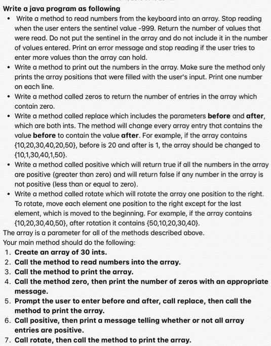 Solved Write A Java Program As Follows Write A Method To Read Numbers From The Keyboard Into