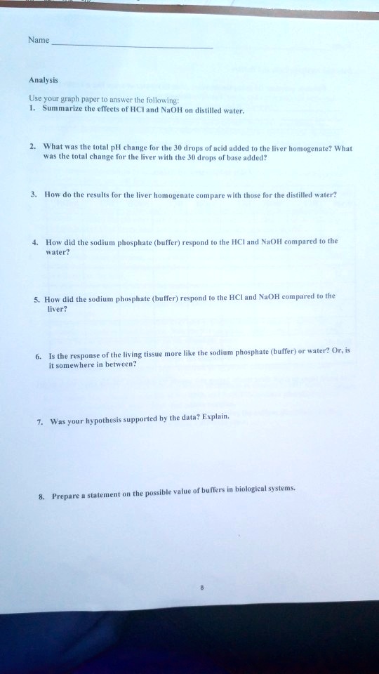 SOLVED: Name Analysis Use your graph paper answer the following ...