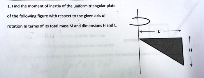 Find the moment of inertia of the uniform triangular plate of the ...