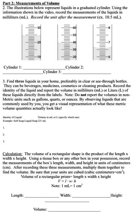 part 4i measuremcnts o lolume the illustrations below represent liquids ...