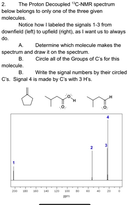 SOLVED:The Proton Decoupled "C-NMR spectrum below belongs to only one of the three given ...