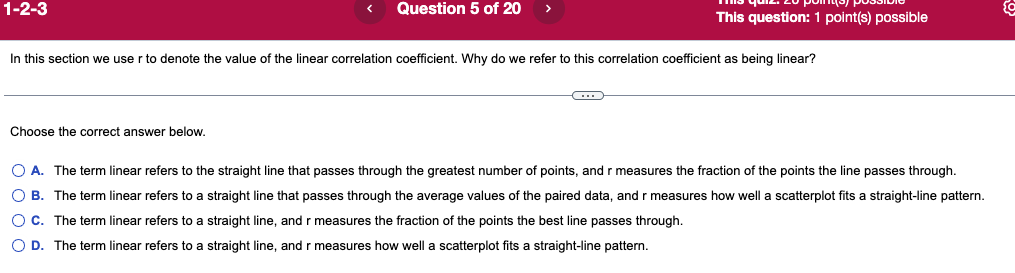 SOLVED: 1-2-3 This question: 1 point(s) possible In this section we use r to denote the value of ...